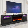 Ivy Bronx Kenndy 80" TV Stand with Electric Fireplace for TVs up to 90'', LED Lights, Storage ...